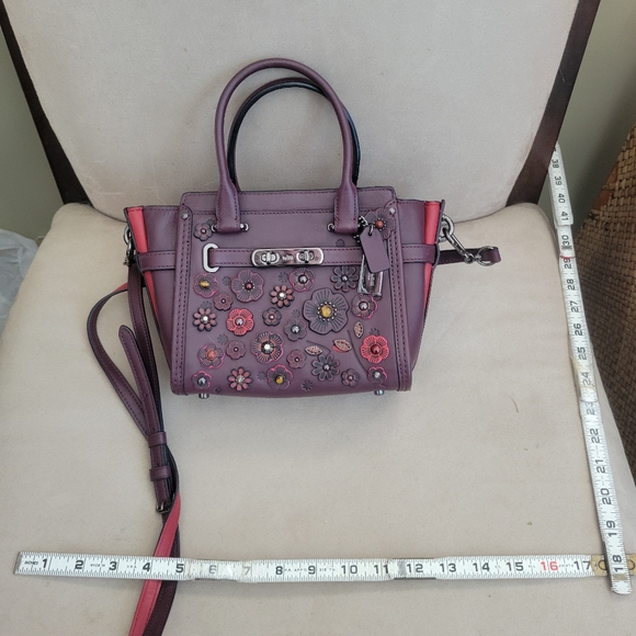 Coach | Bags | Coach Rare Swagger 2 Floral Embellished Purple Handbag ...